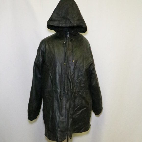 Charles Klein | Jackets & Coats | Charles Klein Leather Long Hooded ...